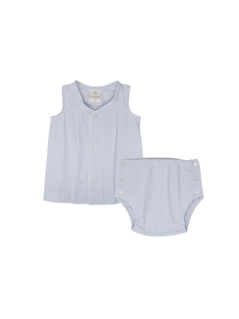 Jack Diaper Set - Blue and White Seersucker | Hotchpotch Kids